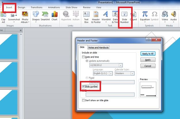 How to Add Slide Numbers in PowerPoint 2010